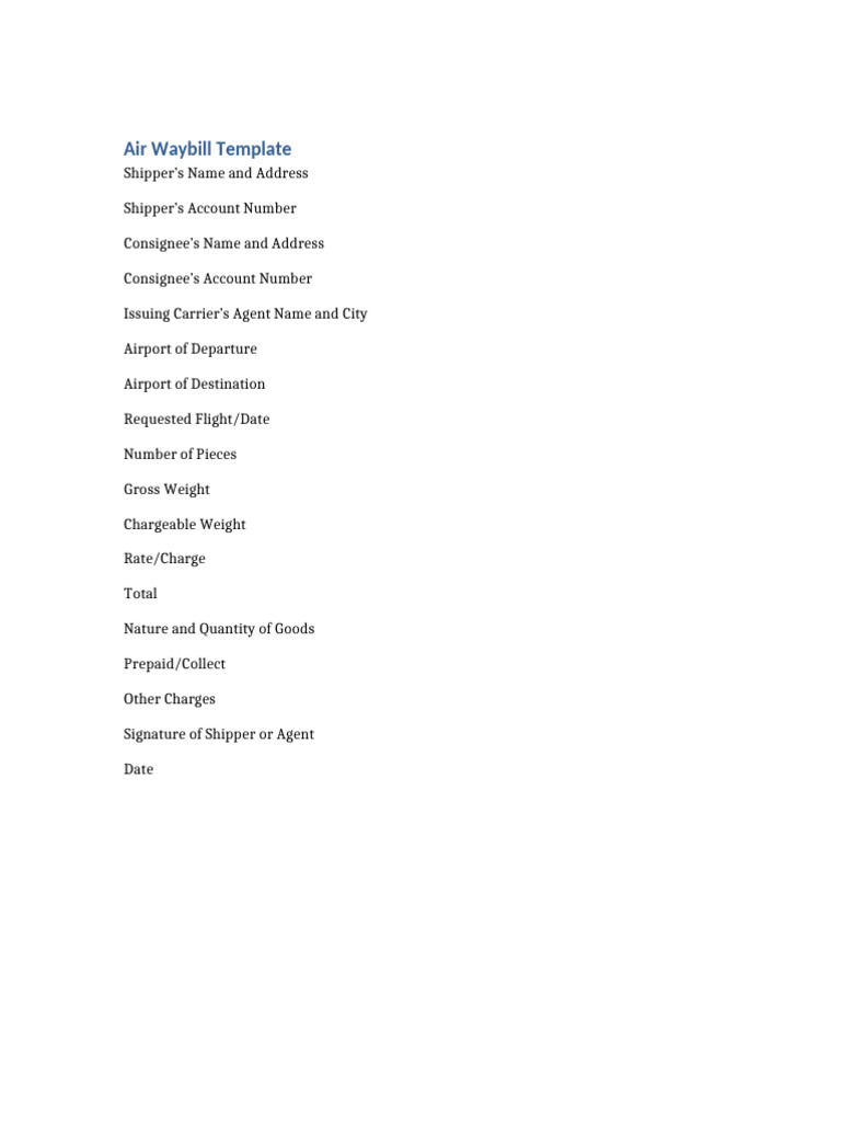 Air Waybill Template | PDF