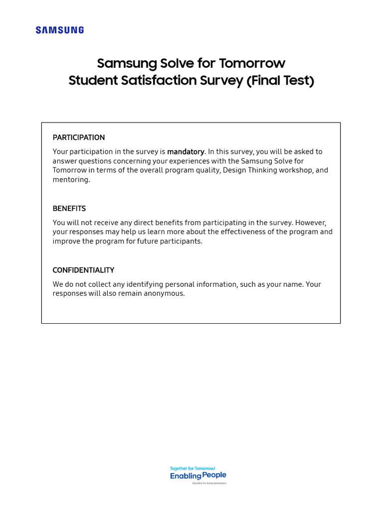 (D-4) Student Satisfaction Survey Form (Final Test) | PDF | Learning ...