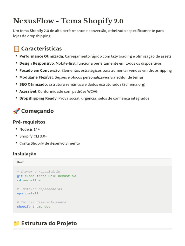 NexusFlow: Tema Shopify Dropshipping | PDF | Script Java | Engenharia ...