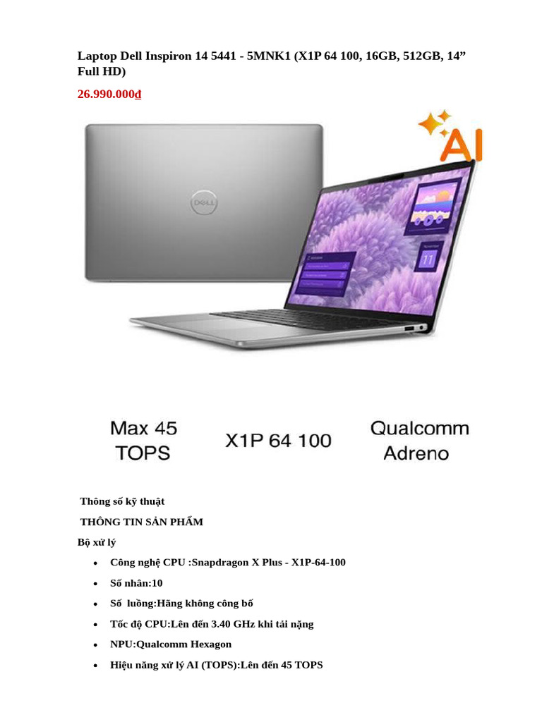 Laptop Dell Inspiron 14 5441 | PDF