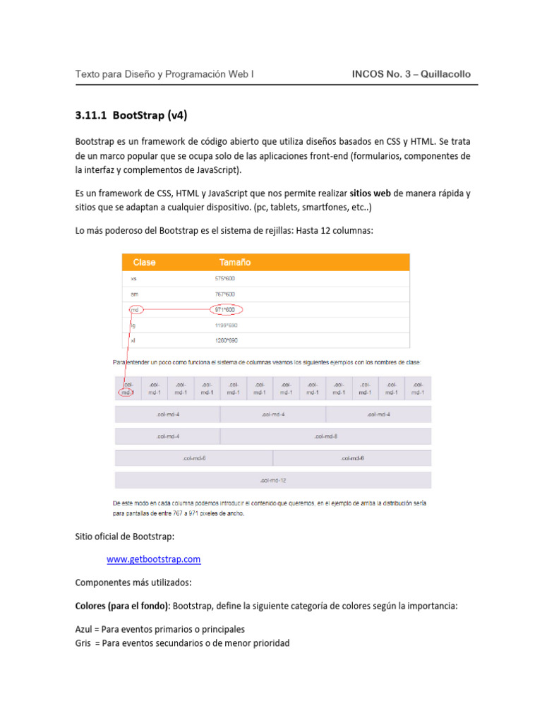 TextoDiseñoProgramacionWeb I -BootStrap | PDF | Bootstrap (marco ...
