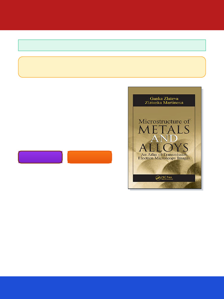 Microstructure of Metals and Alloys An Atlas of Transmission Electron ...