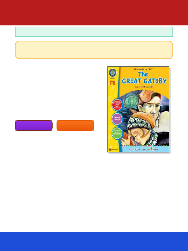 The Great Gatsby Literature Kit GR 9 12 1st Edition Chad Ibbotson Ebook ...