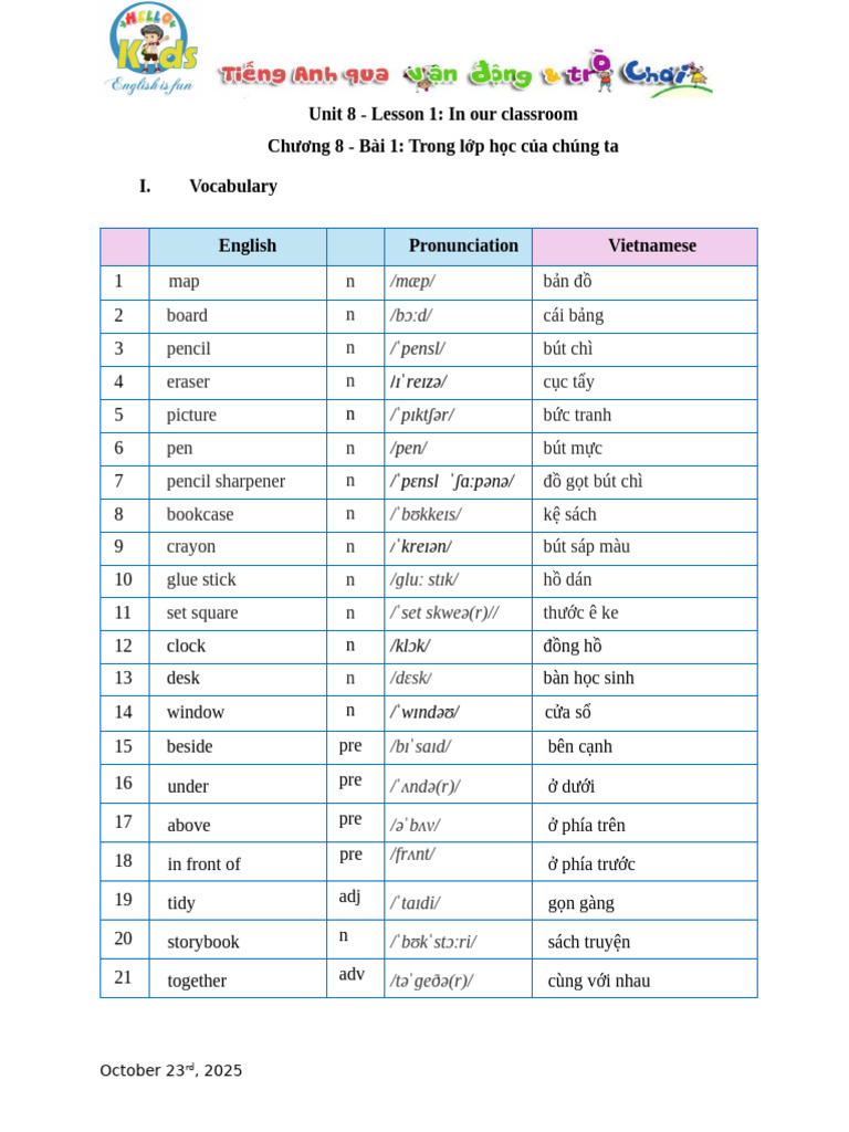 Unit 8.lesson 1 | PDF
