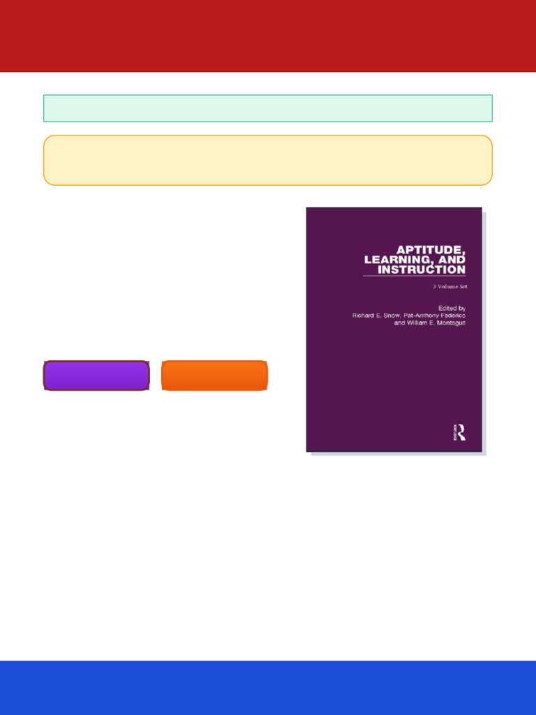 Aptitude Learning and Instruction Cognitive Process Analyses of ...