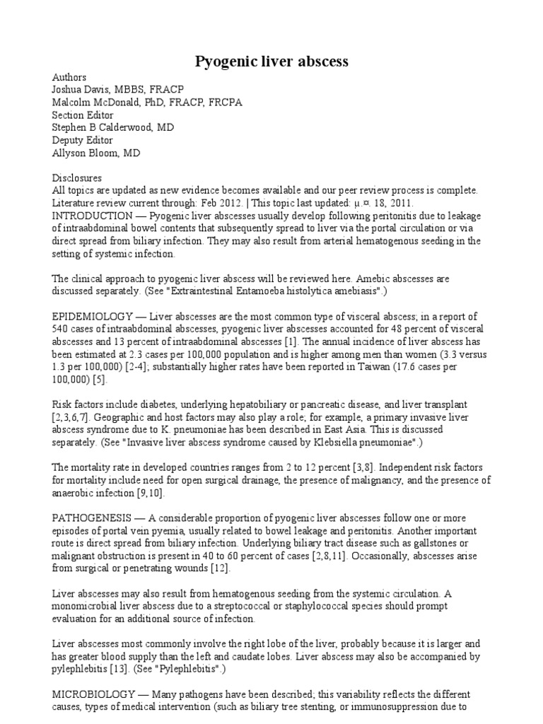 Pyogenic Liver Abscess | PDF | Medical Imaging | Infection