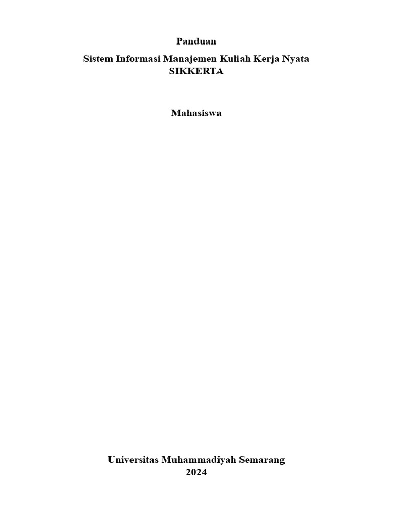 Buku Panduan SIKKERTA - Mahasiswa | PDF