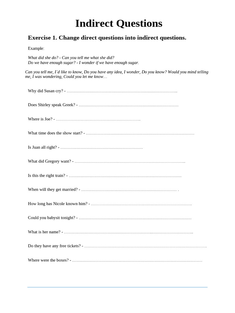 Transforming Direct to Indirect Questions | PDF