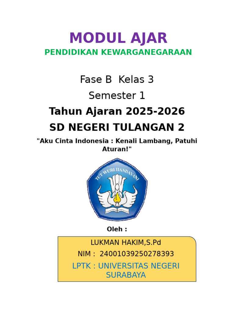 Modul PKN Kelas 3: Simbol & Aturan | PDF