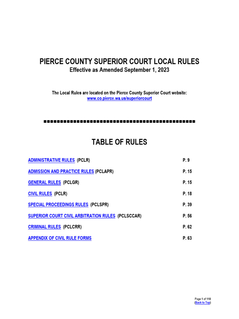 Pierce County Superior Court Rules | PDF | Legal Guardian | Paralegal