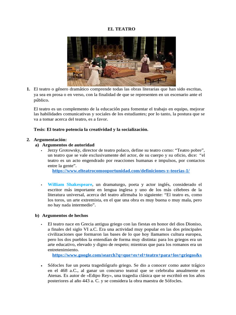 El Teatro: Creatividad y Socialización | PDF | Teatro