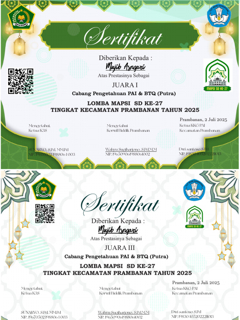 Juara Lomba MAPSI SD Prambanan 2025 | PDF