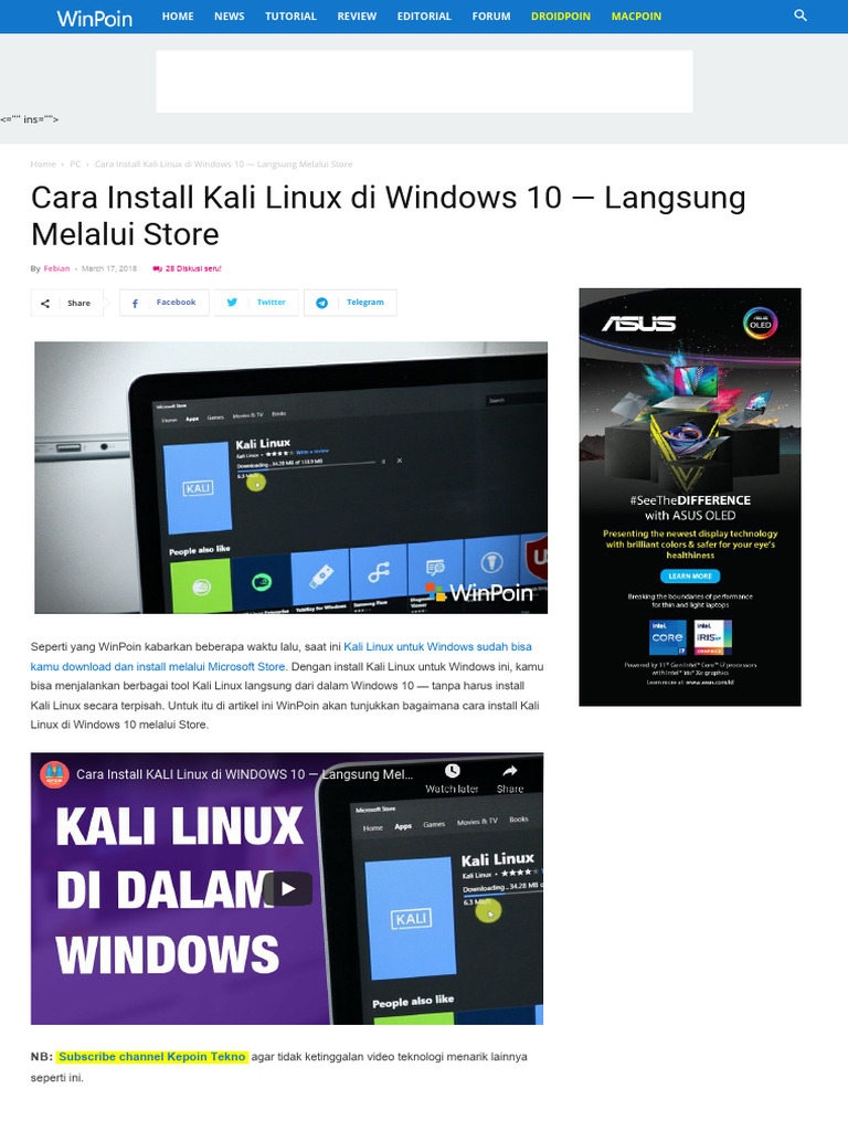 cara install kali linux di windows 10 — langsung melalui store _ winpoin | PDF