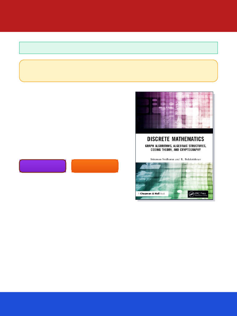 Discrete Mathematics Graph Algorithms Algebraic Structures Coding Theory and Cryptography 1st ...
