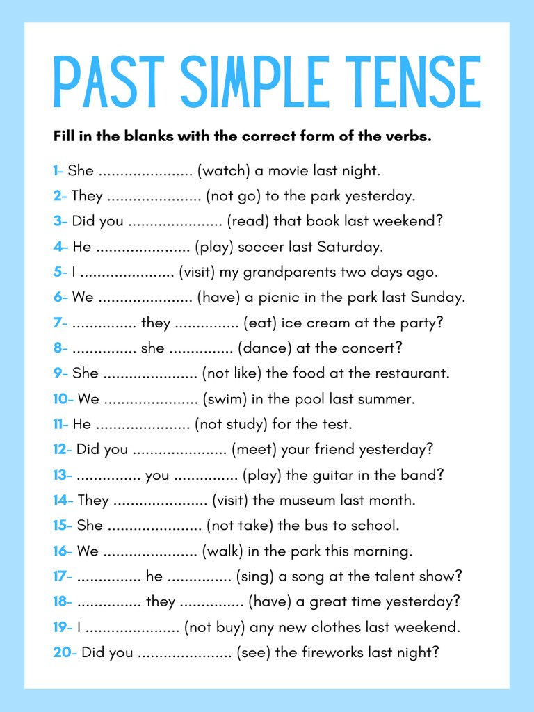 Past Simple Tense Practice Exercises | PDF