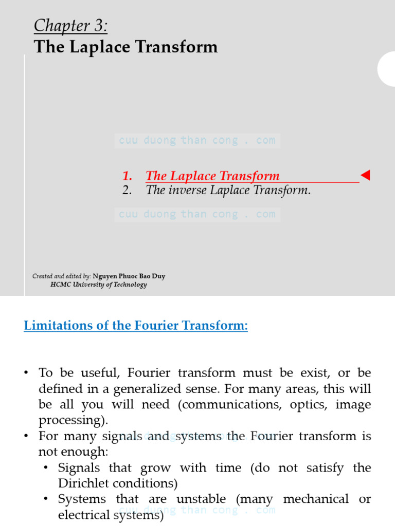 Tin Hieu Va He Thong Nguyen Phuoc Bao Duy Chapter 03 the Laplace ...