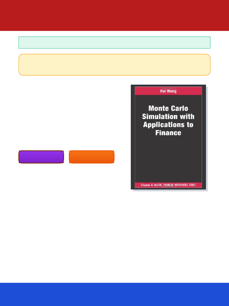 Monte Carlo Simulation with Applications to Finance 1st Edition Hui ...