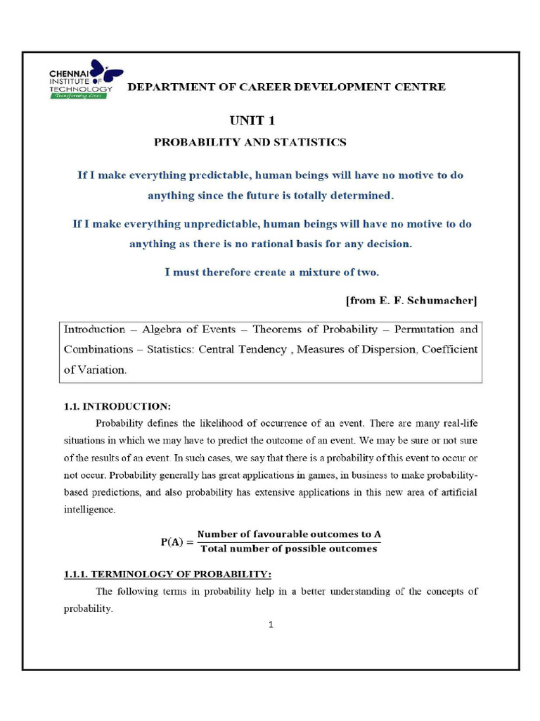 Probability and Statistics | PDF