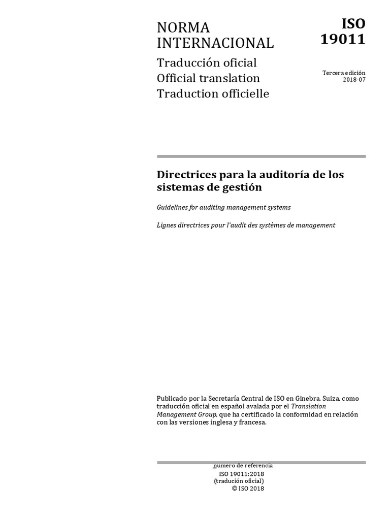 ISO 19011 Directrices para La Auditoria Sistemas de Gestion 2018 | PDF