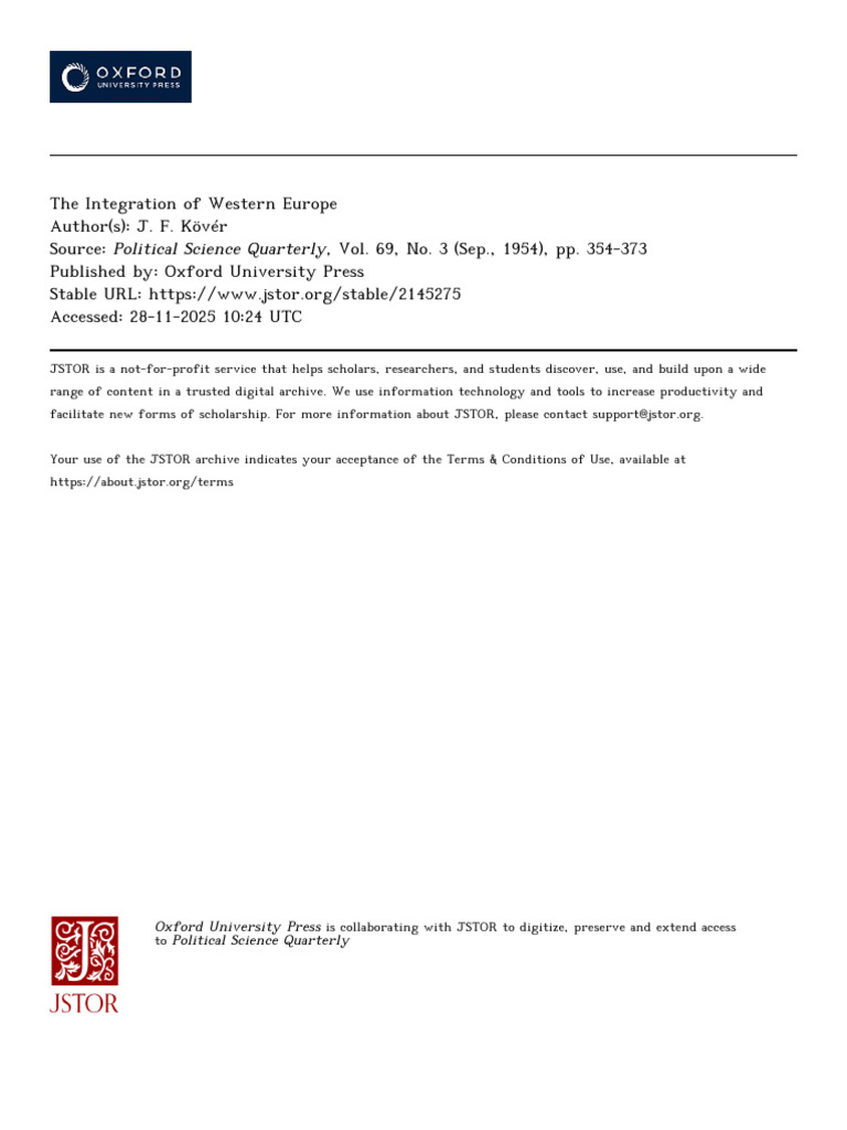 Kvr-IntegrationWesternEurope-1954 | PDF | European Parliament | World ...