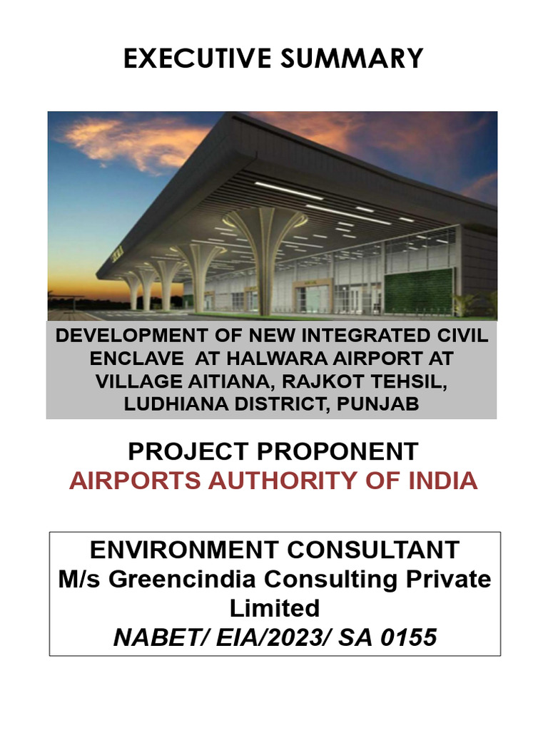 Halwara Airport Civil Enclave EIA Report | PDF | Water Quality ...