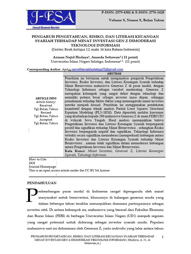 TEMPLATE JURNAL ESA IAIM BIMA edit | PDF