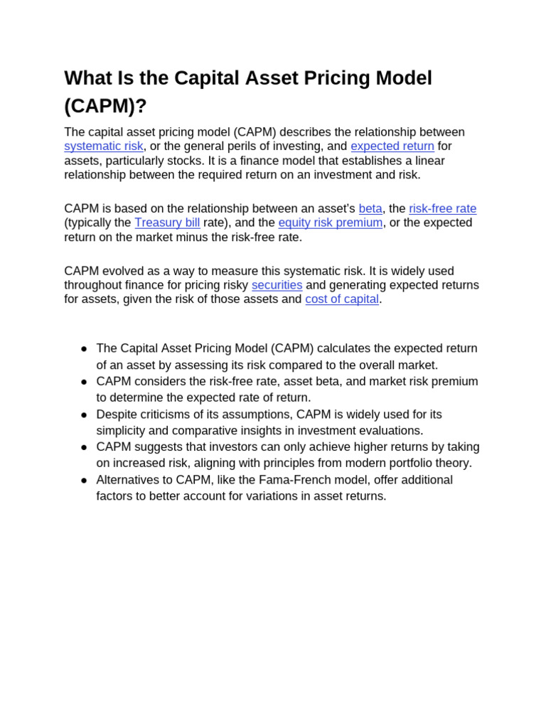 Capital Asset Pricing Model (CAPM) | PDF | Capital Asset Pricing Model ...