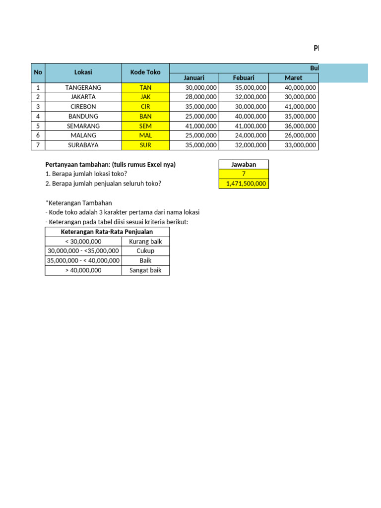 Tes - Excel 1 | PDF