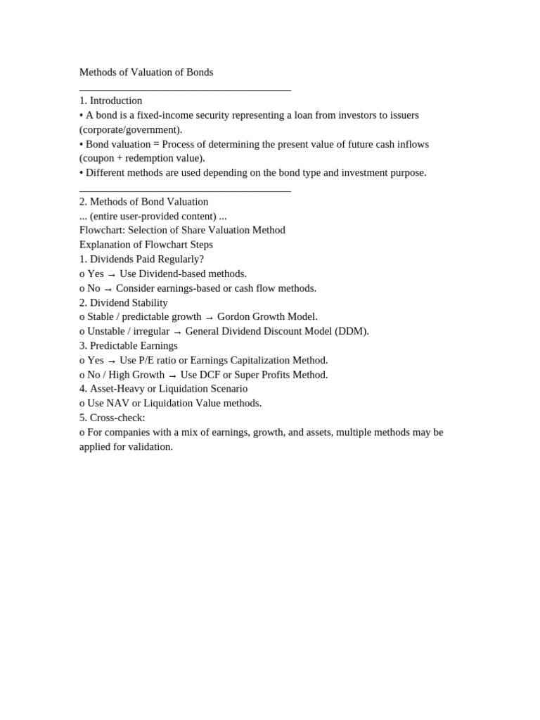 Methods of Valuation of Bonds and Shares | PDF