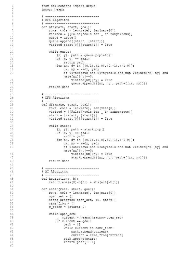 Maze Pathfinding Algorithms Guide | PDF | Computer Programming ...