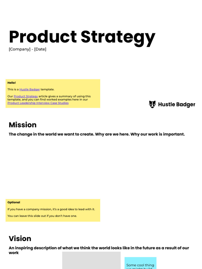 Product Strategy Overview Template | PDF | Business | Business Economics