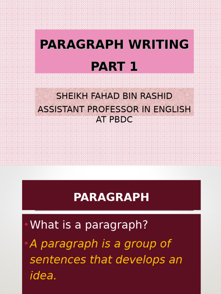 Parts of a Paragraph Selected | PDF | Paragraph | Text