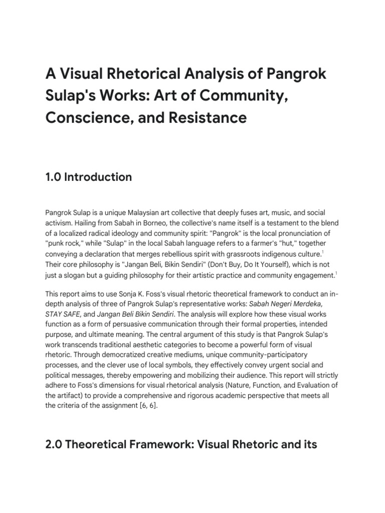 Visual Rhetorical Analysis of Pangrok Sulap's Works | PDF | Rhetoric