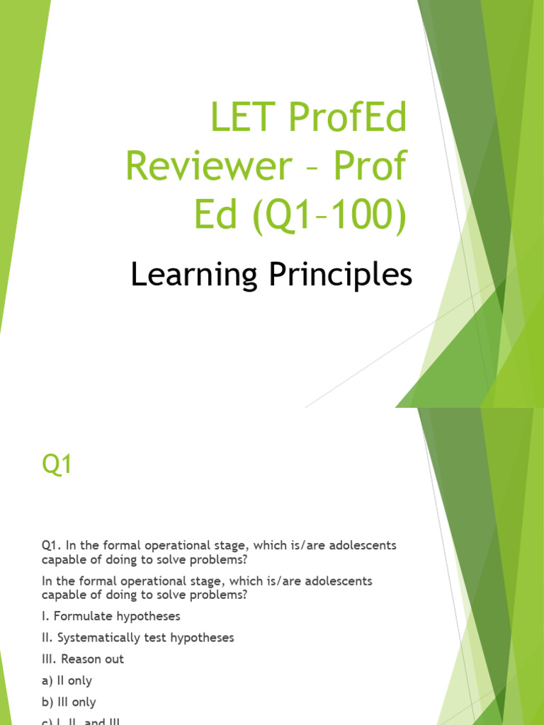 LET ProfEd Reviewer Q1to100 FINAL-nov-10-1 | PDF | Constructivism (Philosophy Of Education ...
