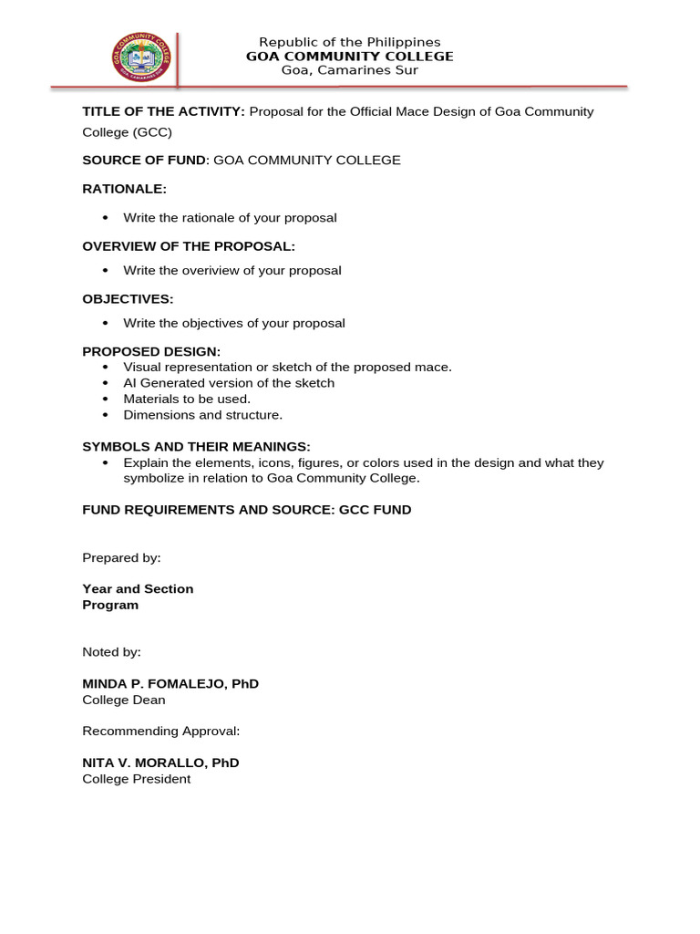 College Mace Proposal Format | PDF