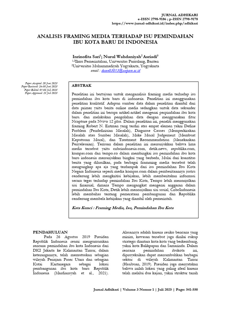 Analisis+Framing+Media+Terhadap+Isu+Pemindahan+Ibu+Kota+Baru+Di ...