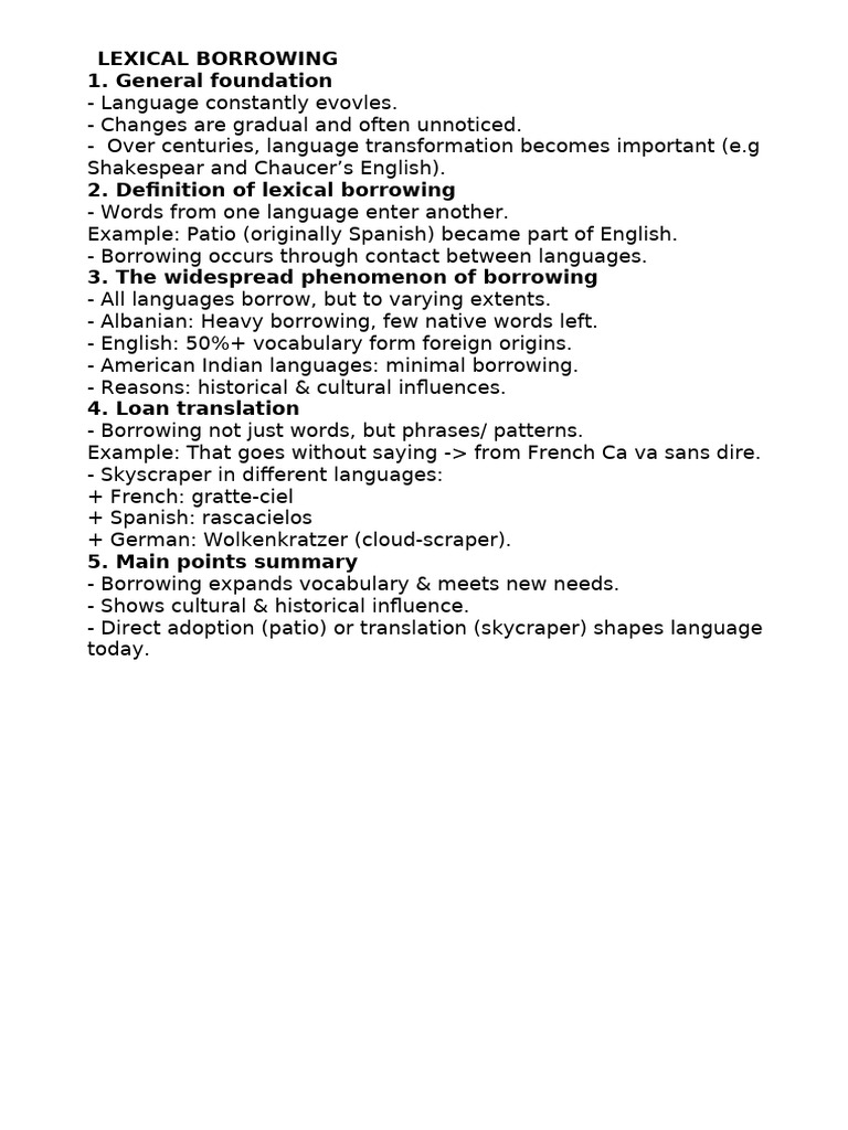 Lexical Borrowing | PDF