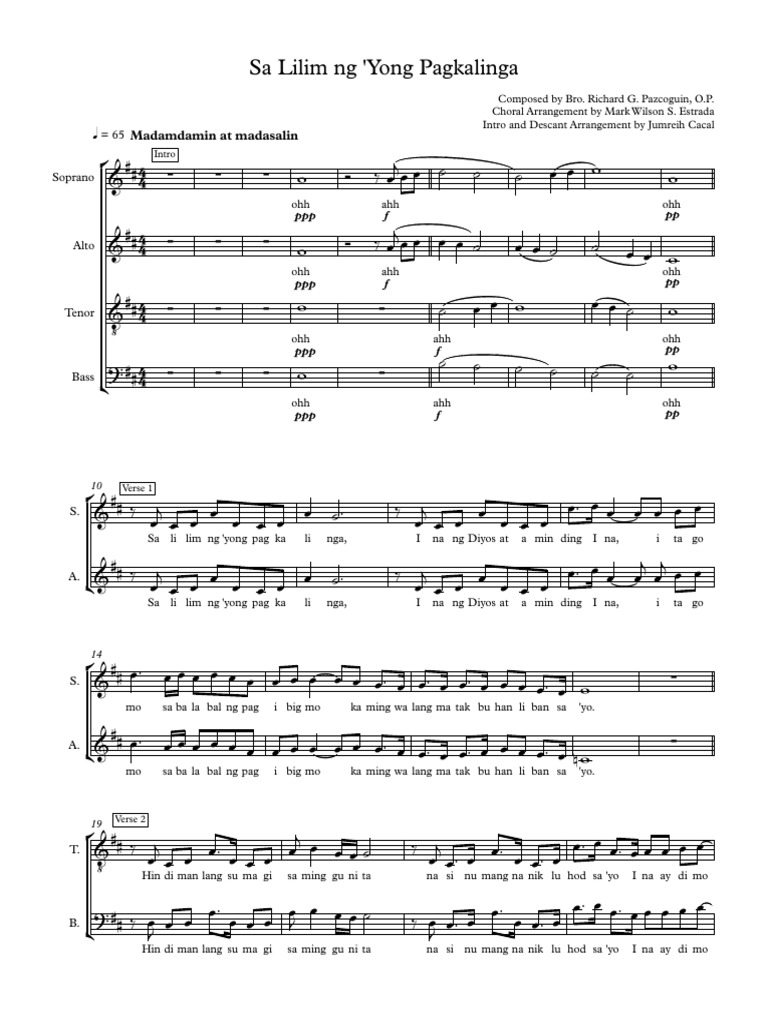Sa Lilim NG Yong Pagkalinga Full Score | PDF