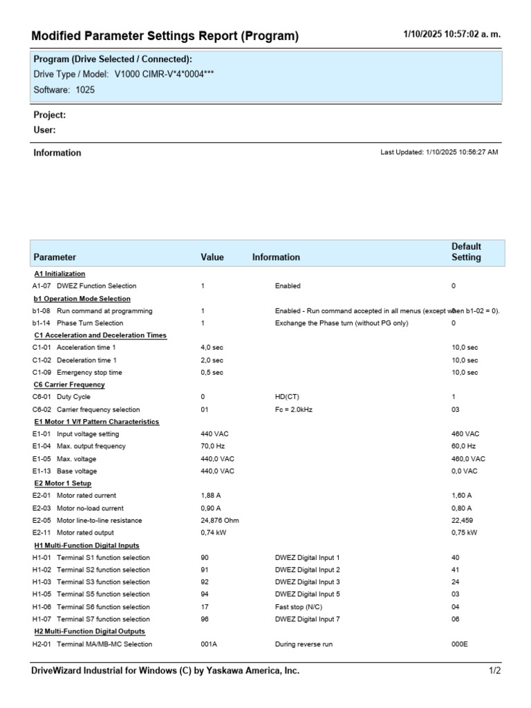 Modified Parameter Settings Report | PDF | Alternating Current ...