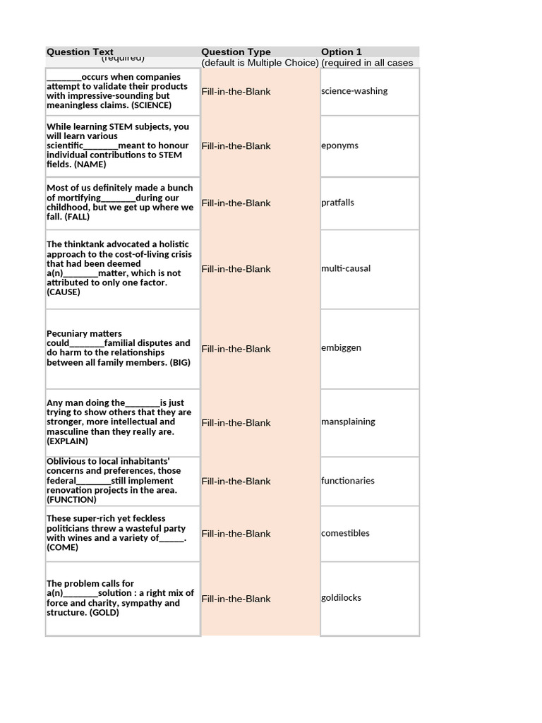 QuizizzSampleSpreadsheetUpdated_v2 | PDF