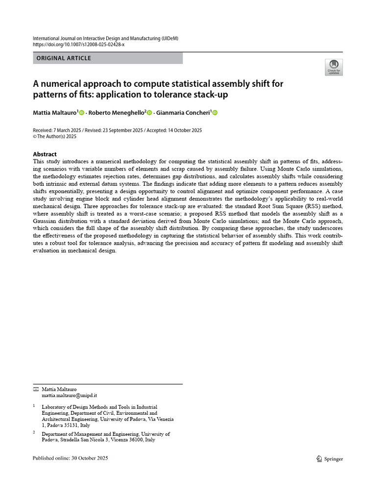 A Numerical Approach To Compute Statistical Assembly Shift For Patterns ...