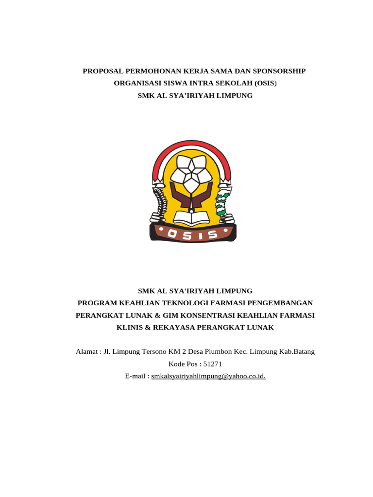 Proposal Sponsorship OSIS SMK Al Sya'iriyah | PDF