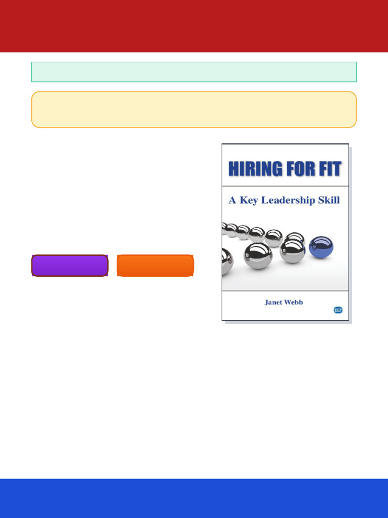 Hiring for fit : a key leadership skill First Edition. Edition Janet ...