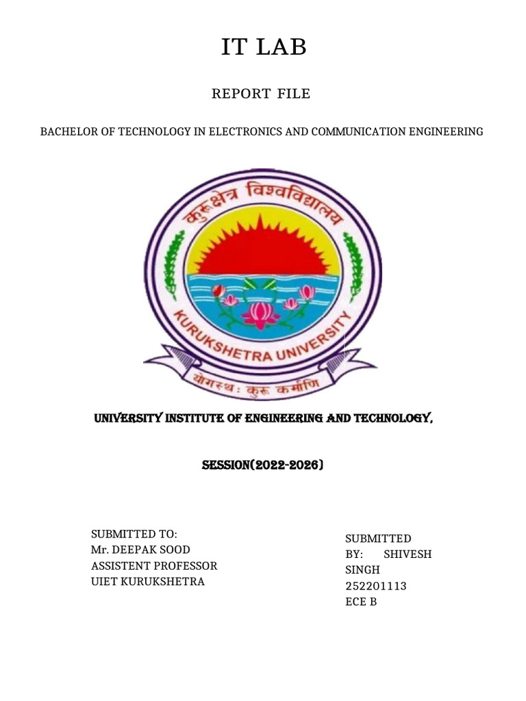 IT Lab Report: B.Tech ECE Project | PDF