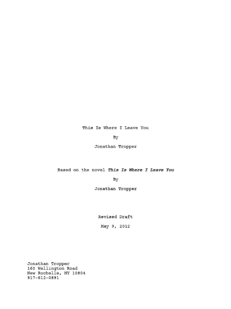 This Is Where I Leave You | PDF