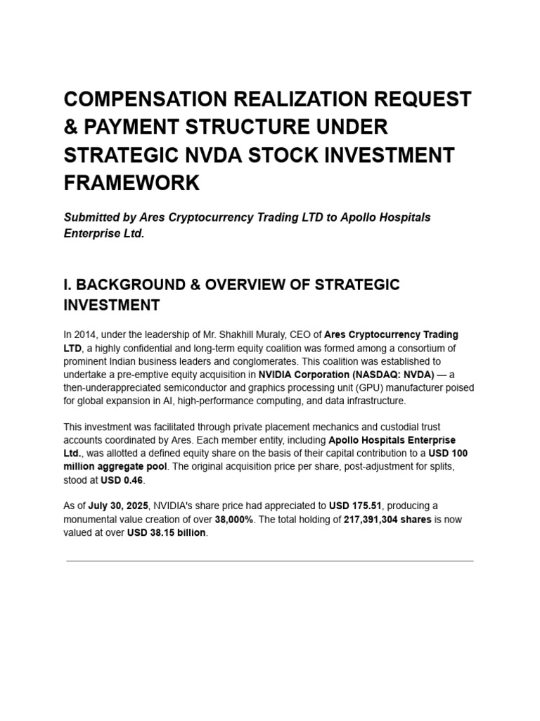 NVDA Investment Compensation Request | PDF | Mergers And Acquisitions ...