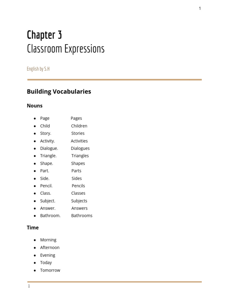 Chapter 3. Classroom Expressions | PDF | Language Mechanics | Language ...