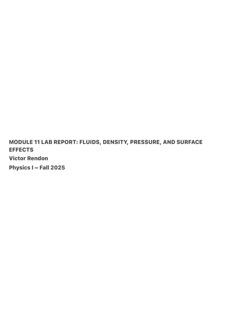 Fluid Physics Lab: Density, Pressure, Buoyancy | PDF | Buoyancy | Pressure