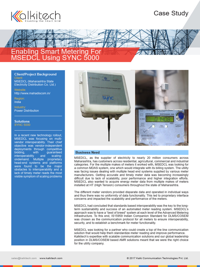 CS00xxxx - Kalkitech - MSEDCL-Case Study-0817 | PDF | Interoperability ...