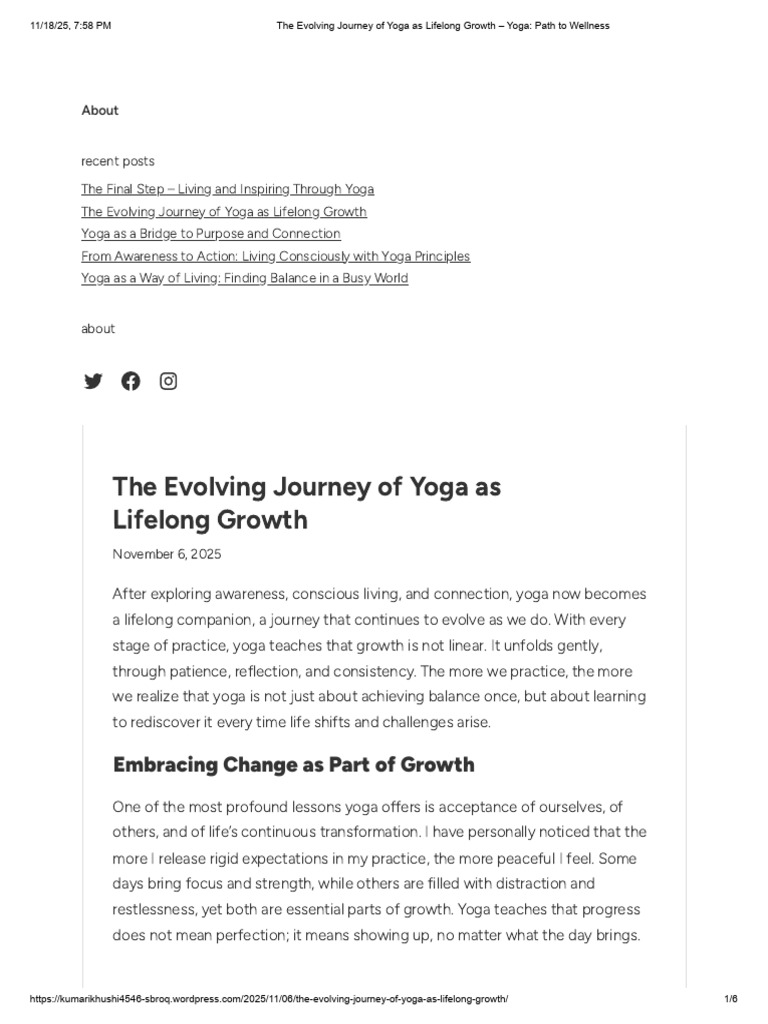 Yoga: A Journey of Lifelong Growth | PDF | Yoga | Meditation